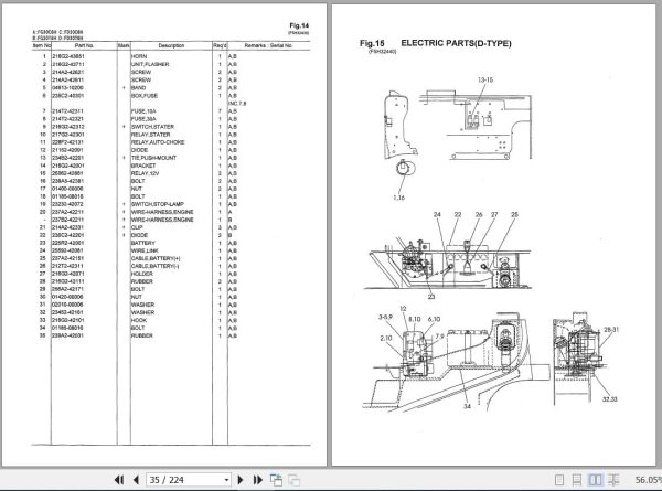 TCM Forklift FD30 FG30 C6H T6H Parts Manual PF-37FA