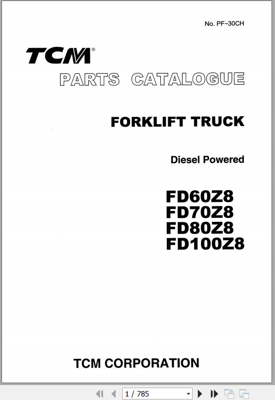 TCM Forklift FD60Z8 FD70Z8 FD80Z8 FD100Z8 Parts Catalog PF-30CH