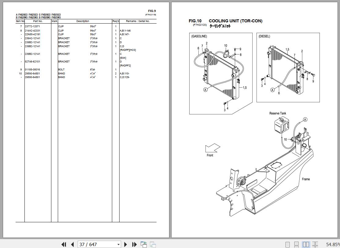 TCM Forklift FHD(G)20 FHD(G)25 C3 T3 W3 Parts Catalog PF-2E0D