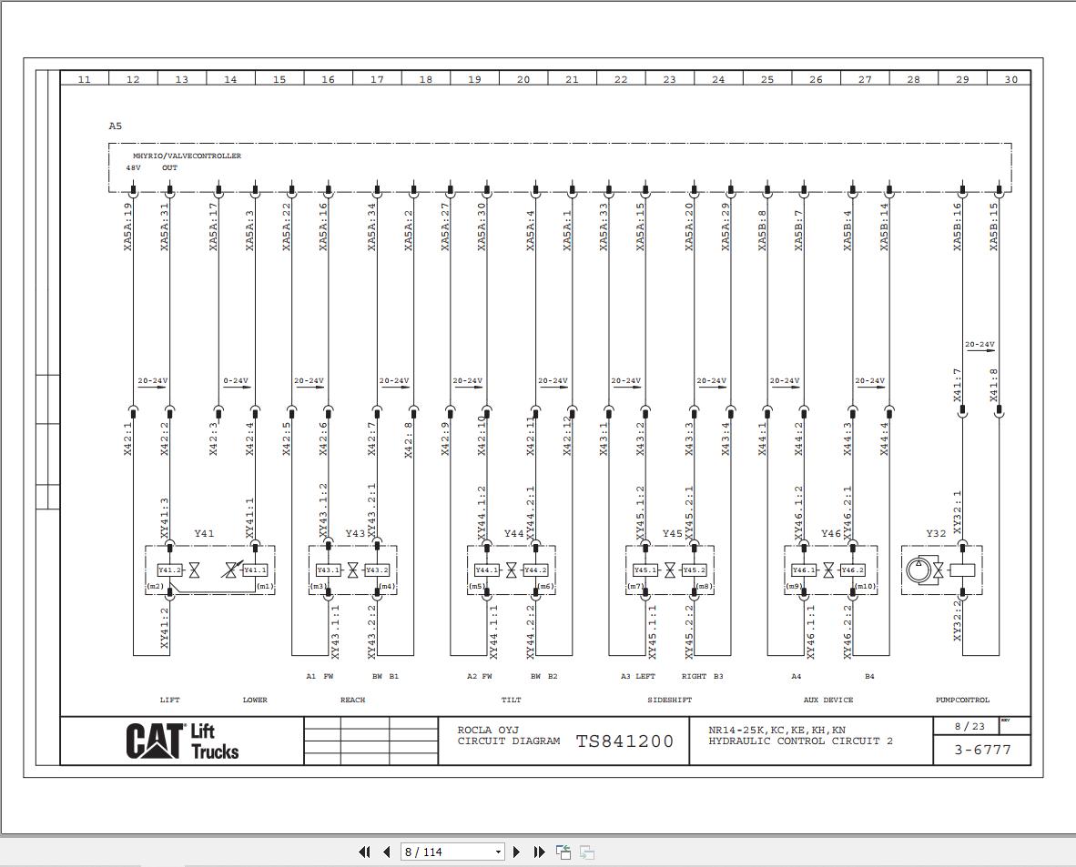 CAT Forklift NR14K Wiring Diagrams and Parts Manual 03.2021