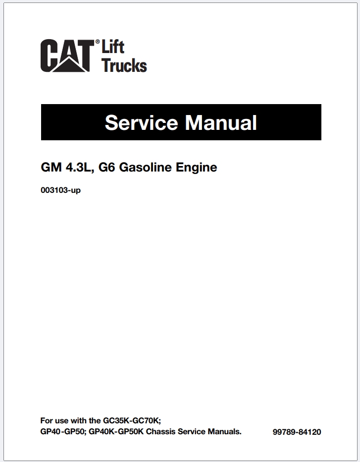 CAT Lift Truck MC60B Service Data and Operation Manual 04.2020
