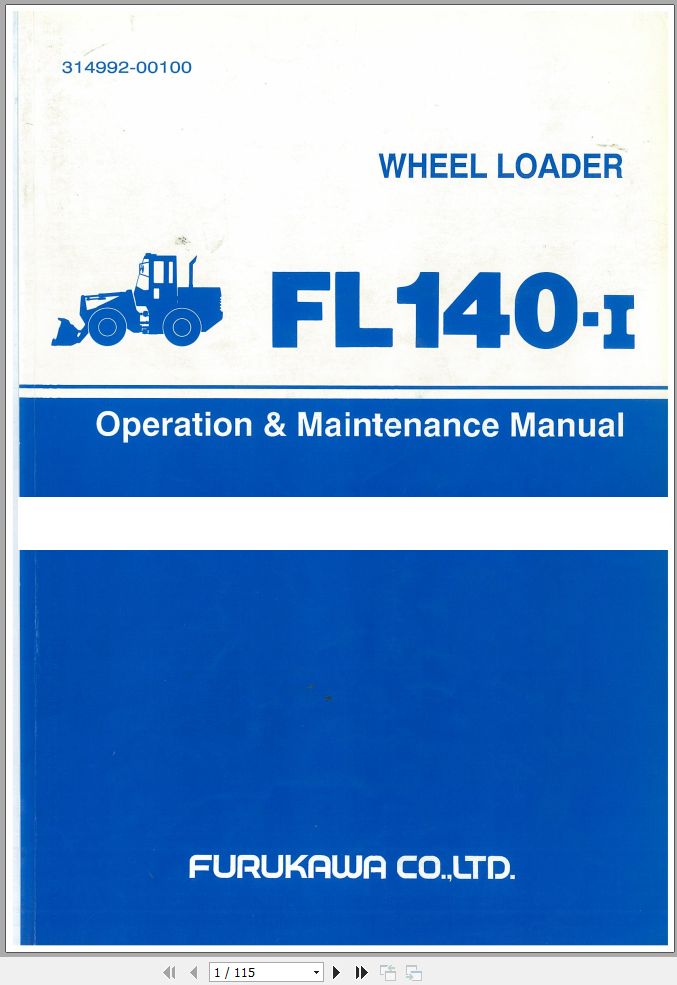 Furukawa Wheel Loader FL140-1 Operation and Maintenance Manual 314992-00100
