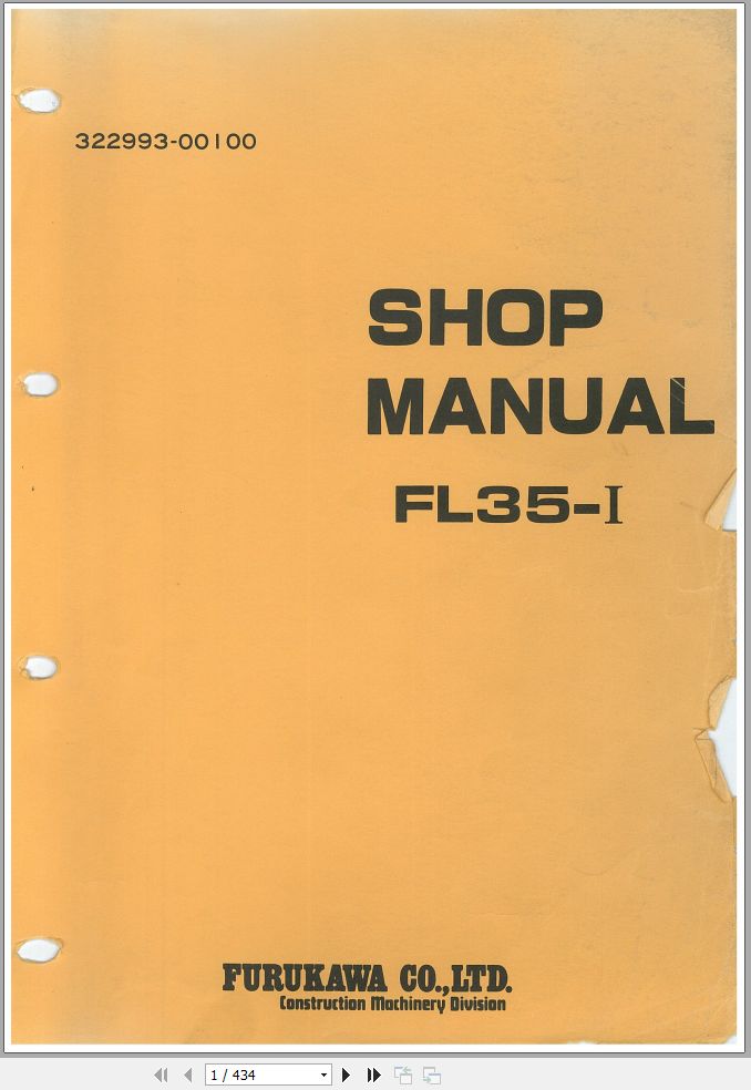 Furukawa Wheel Loader FL35-1 Shop Manual 322993-00100