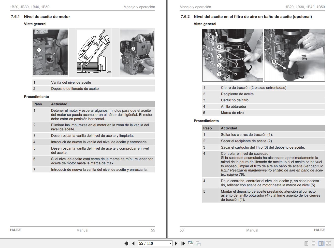 Hatz Engine 1B20 1B30 1B40 1B50 Operation and Maintenance Manual ES