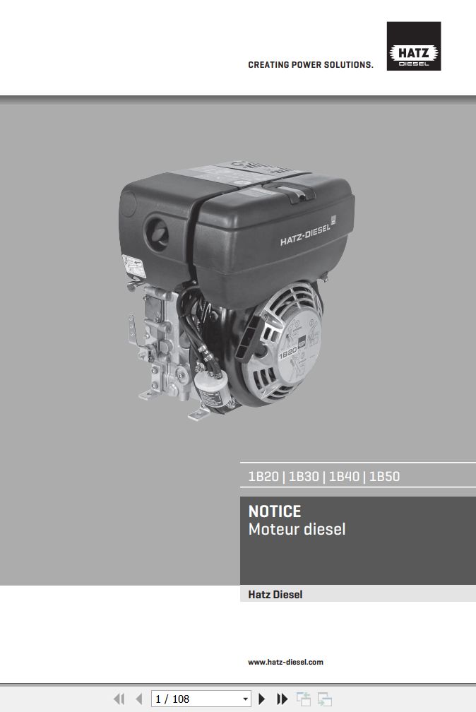 Hatz Engine 1B20 1B30 1B40 1B50 Operation and Maintenance Manual FR