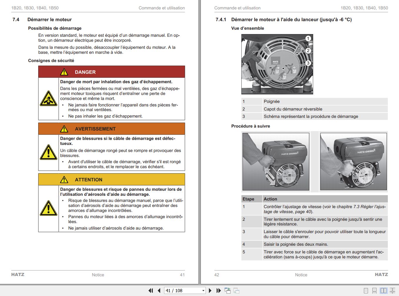 Hatz Engine 1B20 1B30 1B40 1B50 Operation and Maintenance Manual FR