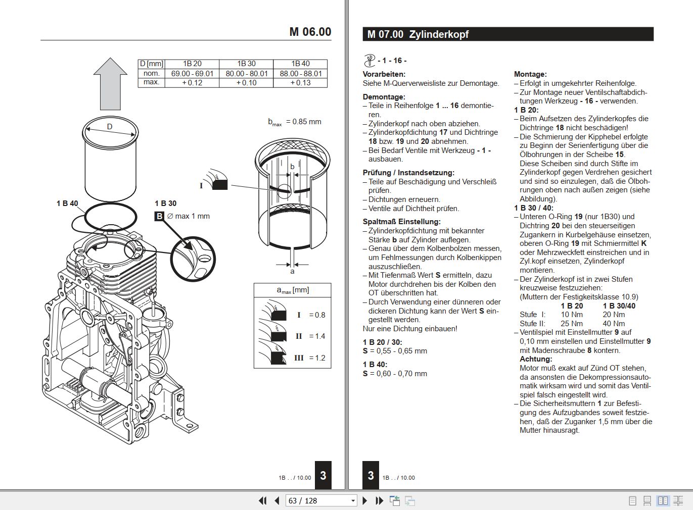 Hatz Engine 1B20 1B30 1B40 Workshop Manual and Diagram 43820102 DE