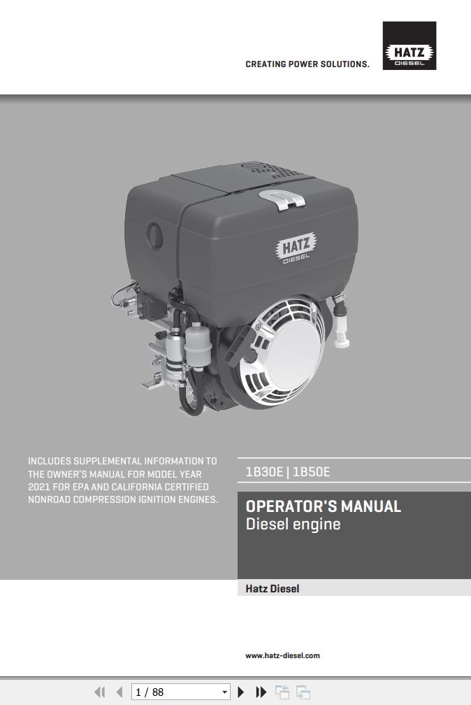 Hatz Engine 1B30E 1B50E Operation and Maintenance Manual EN
