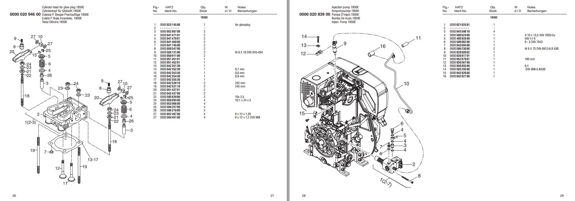 Hatz Engine 1B50E Spare Parts Catalog
