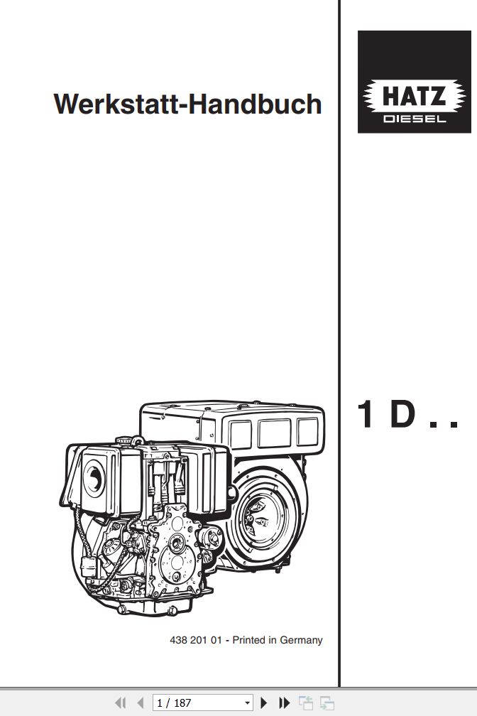 Hatz Engine 1D Series Workshop Manual and Diagram DE