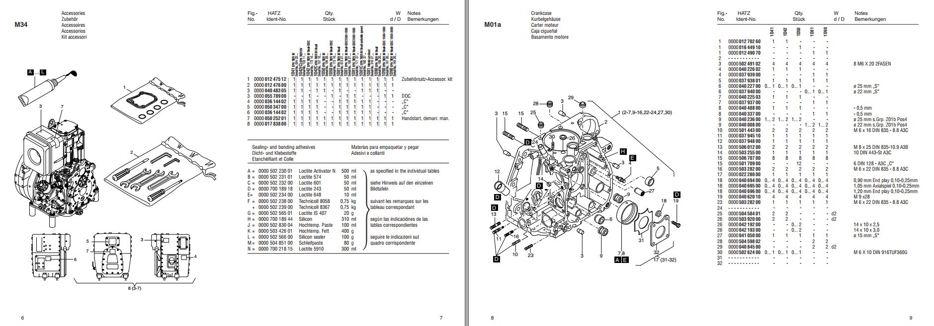 Hatz Engine 1D41 1B42 1D50 1D81 1D90 Spare Parts Catalog