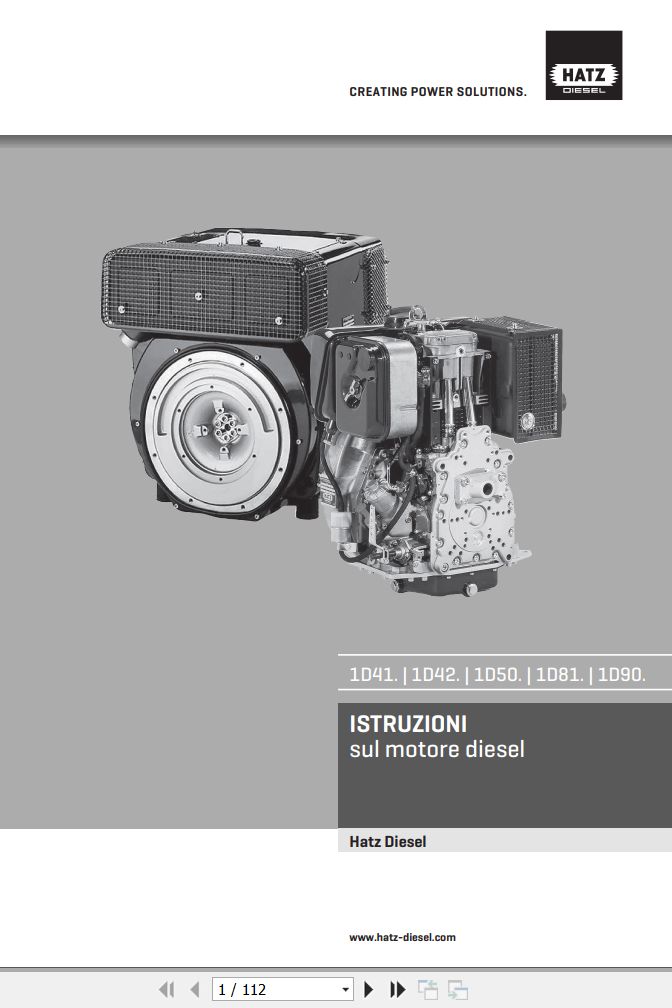 Hatz Engine 1D41 1D42 1D50 1D81 1D90 Operation and Maintenance Manual IT
