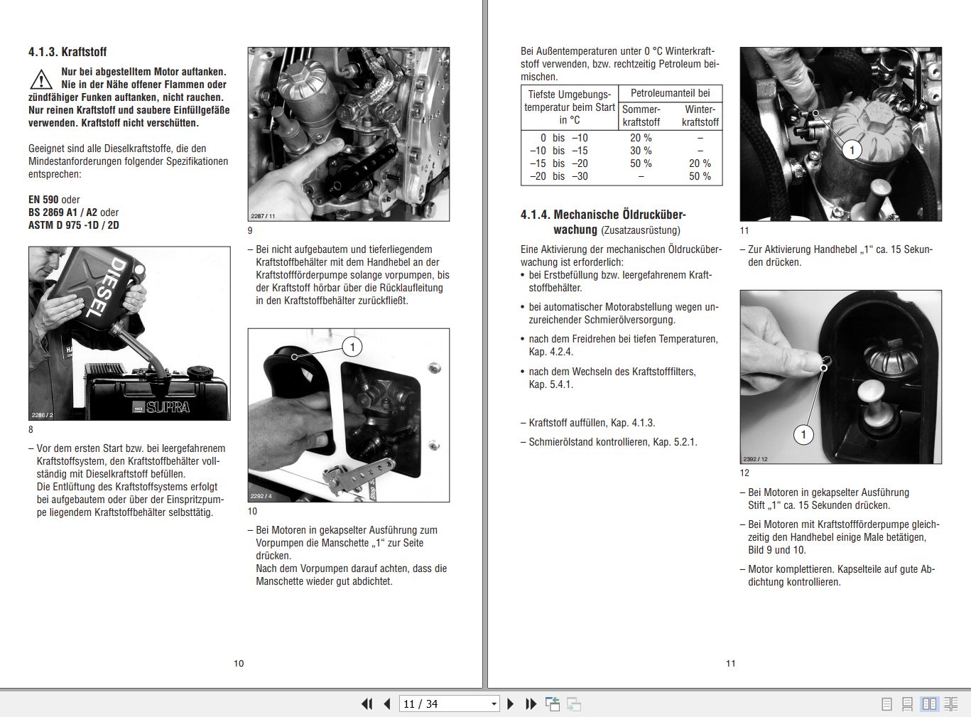 Hatz Engine 1D41 1D50 1D81 1D90 Instruction Book DE