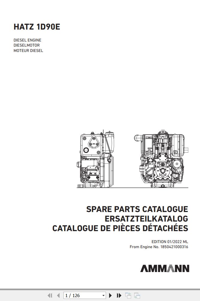 Hatz Engine 1D90E Spare Parts Catalog