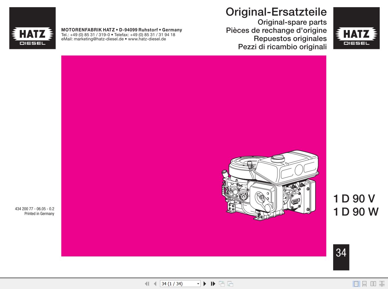 Hatz Engine 1D90V 1D90W Spare Parts Catalog