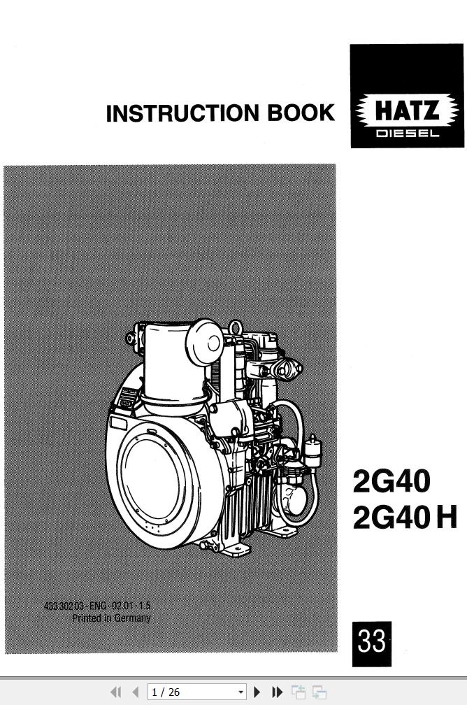 Hatz Engine 2G40 2G40H Instruction Book EN