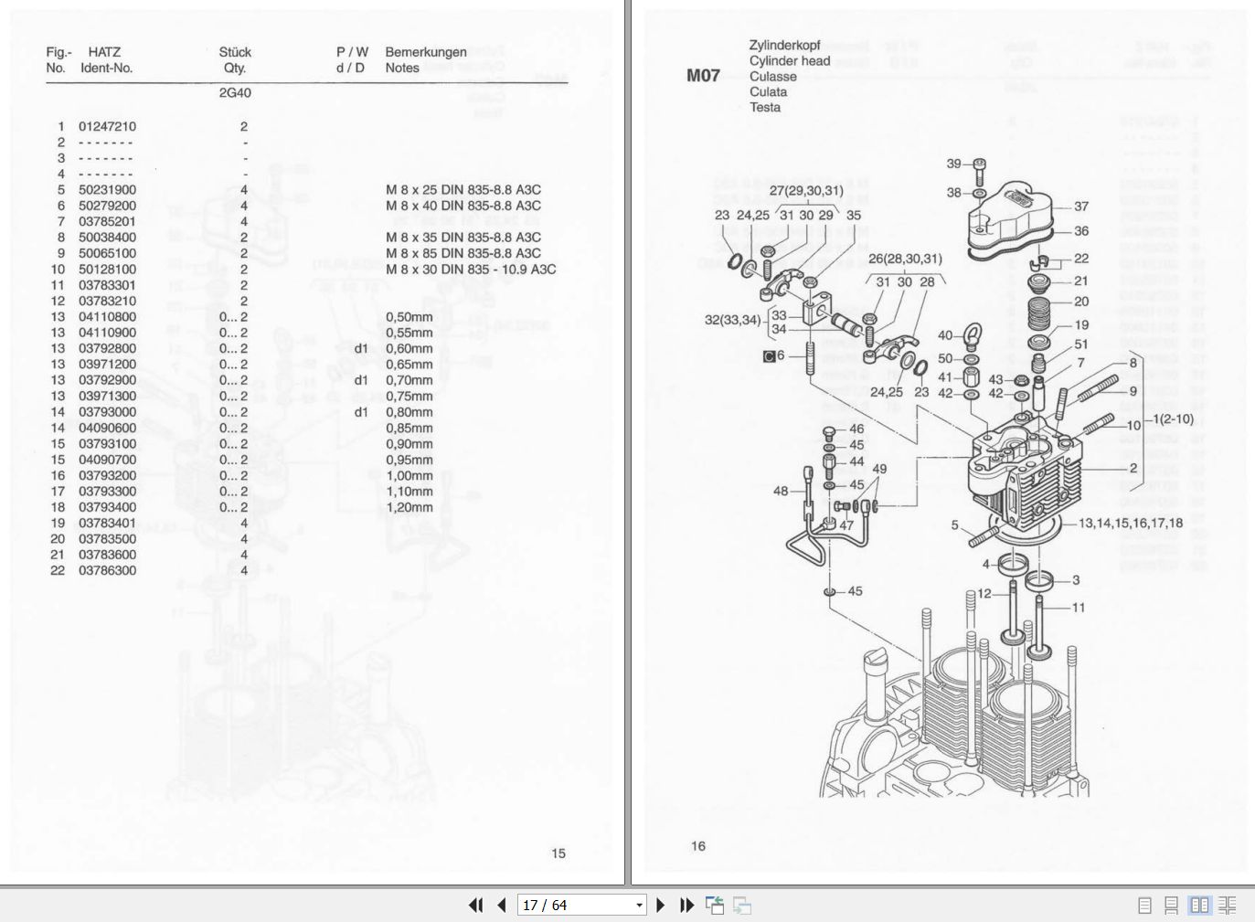 Hatz Engine 2G40 Spare Parts Catalog