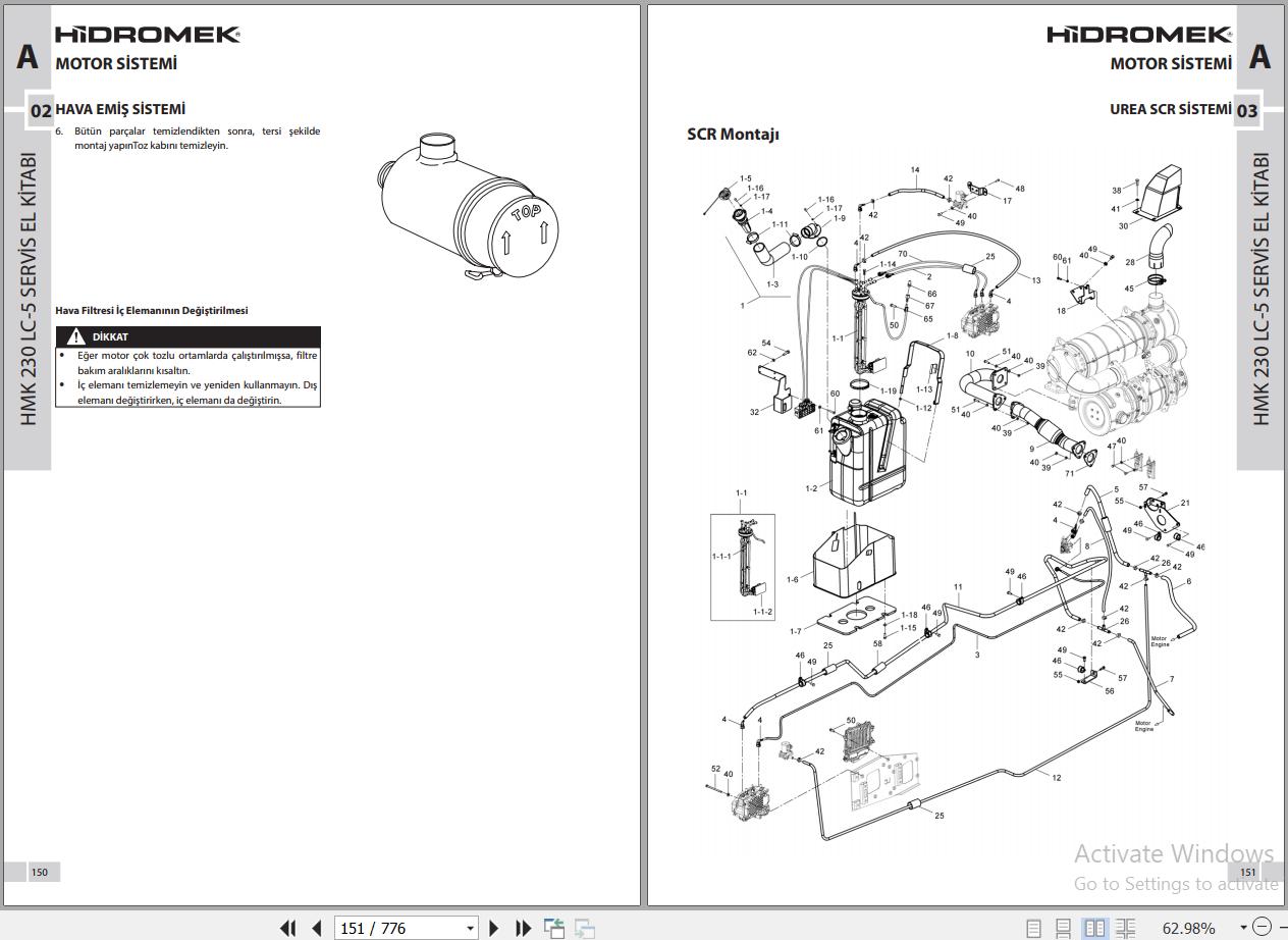 Hidromek Excavator HMK 230LC-5 Stage 5 Service Manual and Diagram REV02 TR