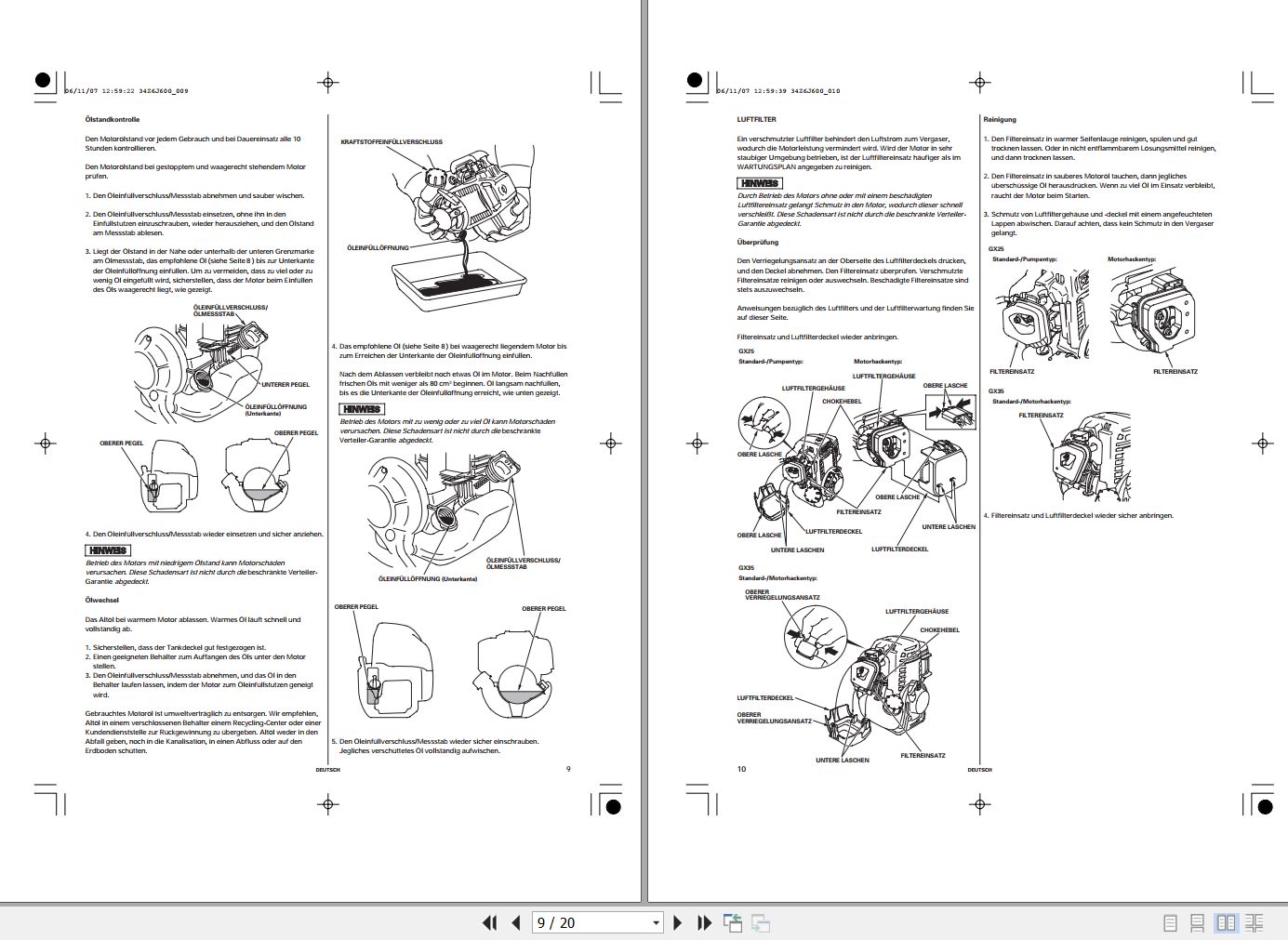 Honda Engine GX25 GX35 Owners Manual and Diagram DE