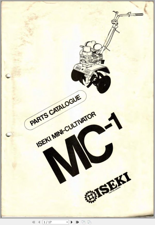Iseki Mini Cultivator MC1 Parts Catalog