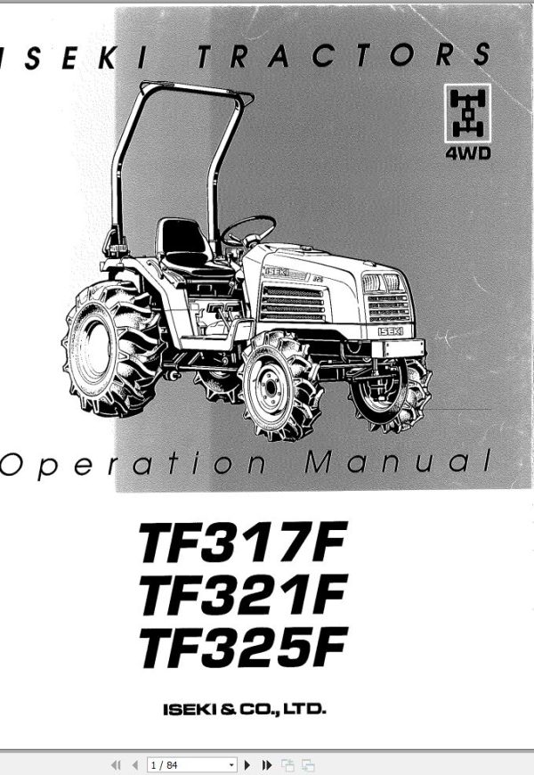 Iseki Tractor TF317F TF321F TF325F Operators Manual 9311-01-200