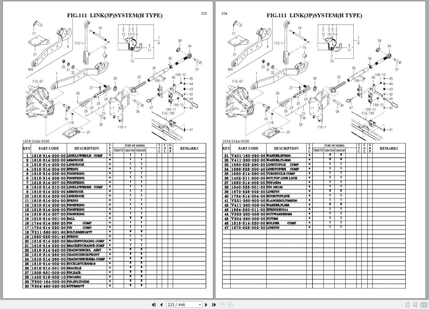 Iseki Tractor TG6625H TG6675 TG6675H Parts Catalog 1817-097-110-2E