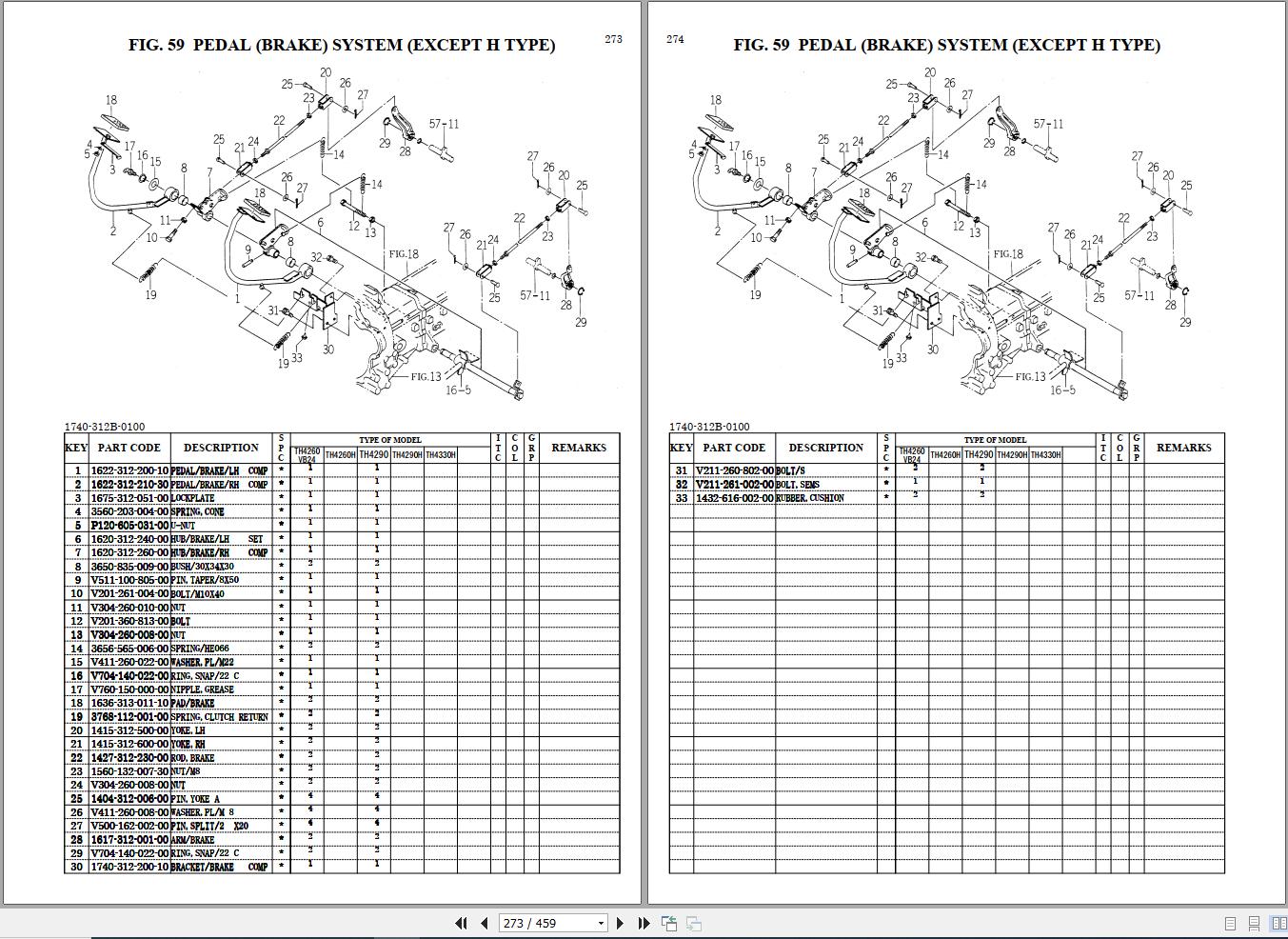 Iseki Tractor TH4260 TH4290 TH4330 Parts Catalog 1740-097-110-00