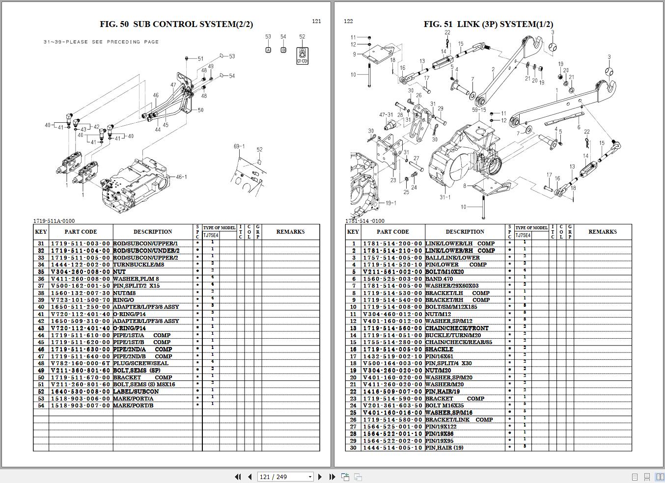 Iseki Tractor TJ75 Parts Catalog 1781-097-100-00