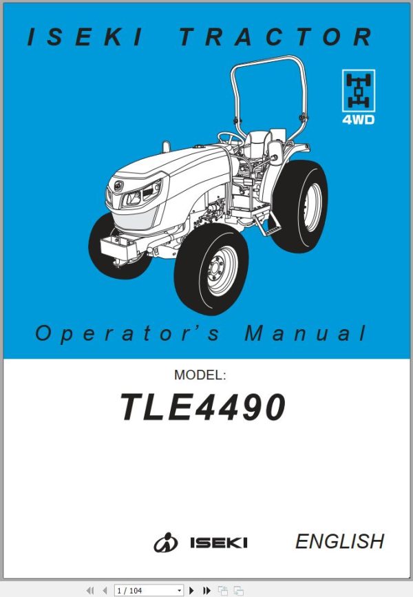 Iseki Tractor TLE4490 Operators Manual and Diagram 1833-912-101-0-EN
