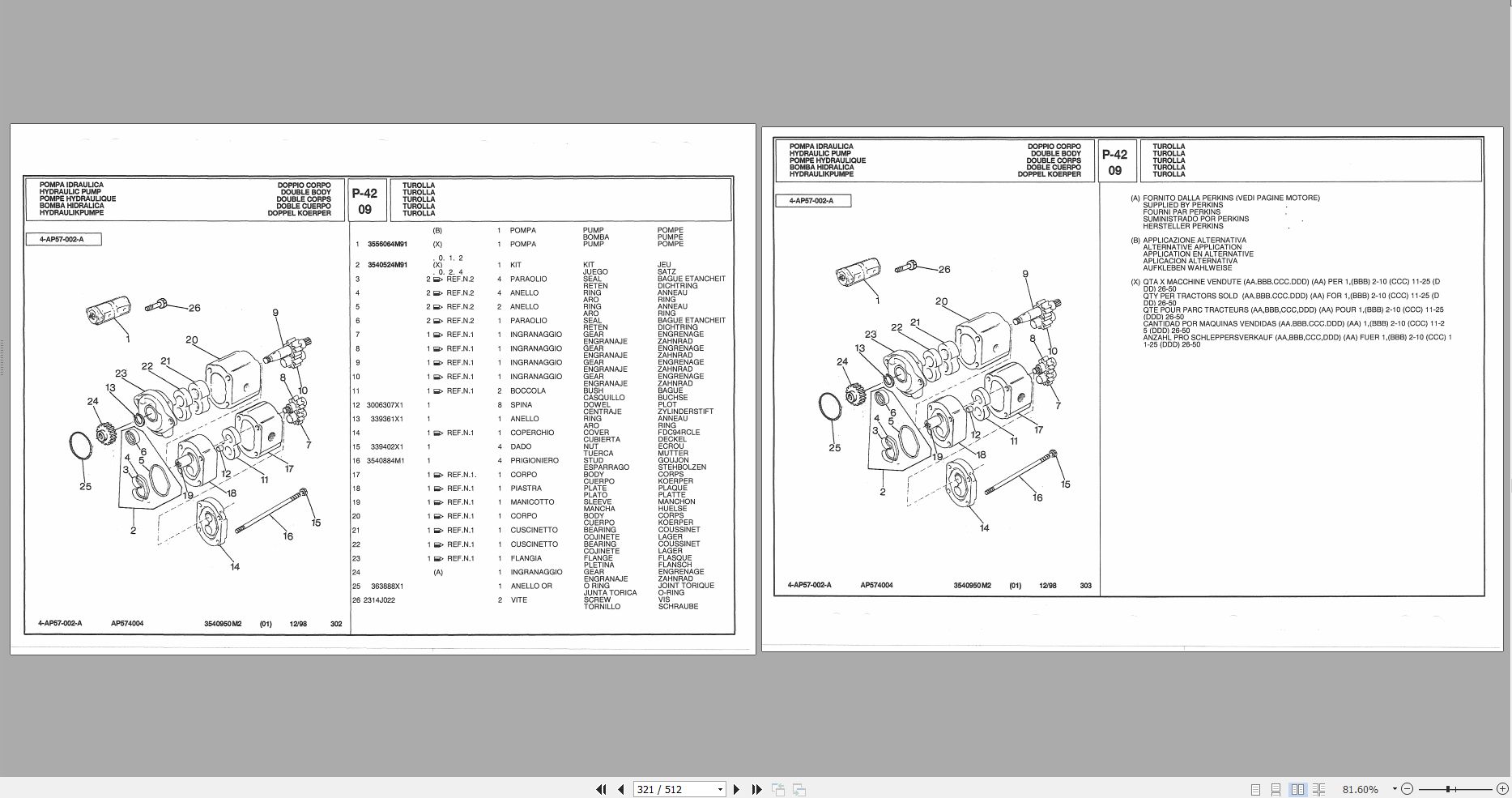 Iseki Tractor TR63 Parts Catalog 3540950