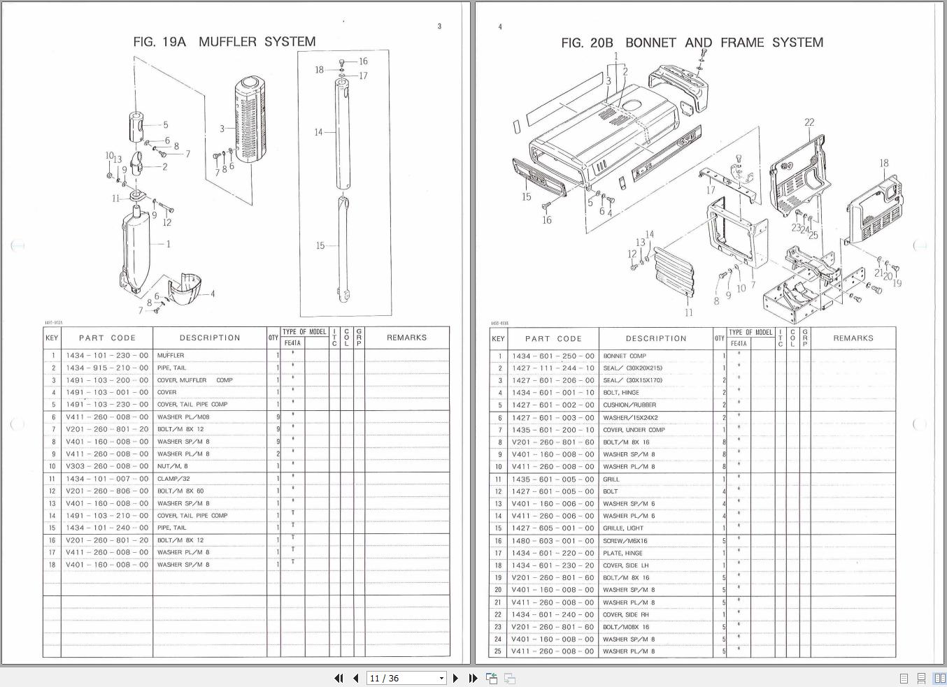 Iseki Tractor TX2160F-E41A Parts Catalog 1435-098-200-00