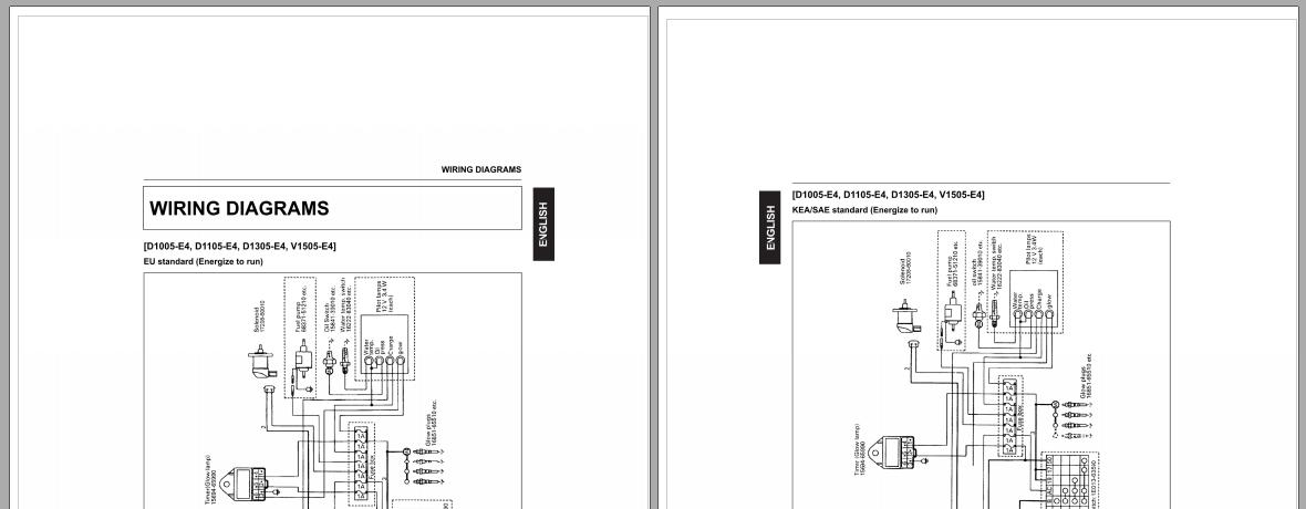 Kubota Diesel Engine D1005-E4 to D1105-K-E4 Operators Manual 1J095-8916-8