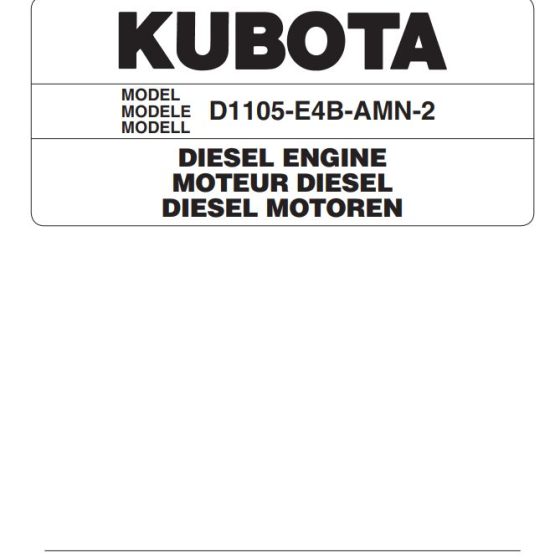 Kubota Engine D1105-E4B-AMN-1 Illustrated Parts List