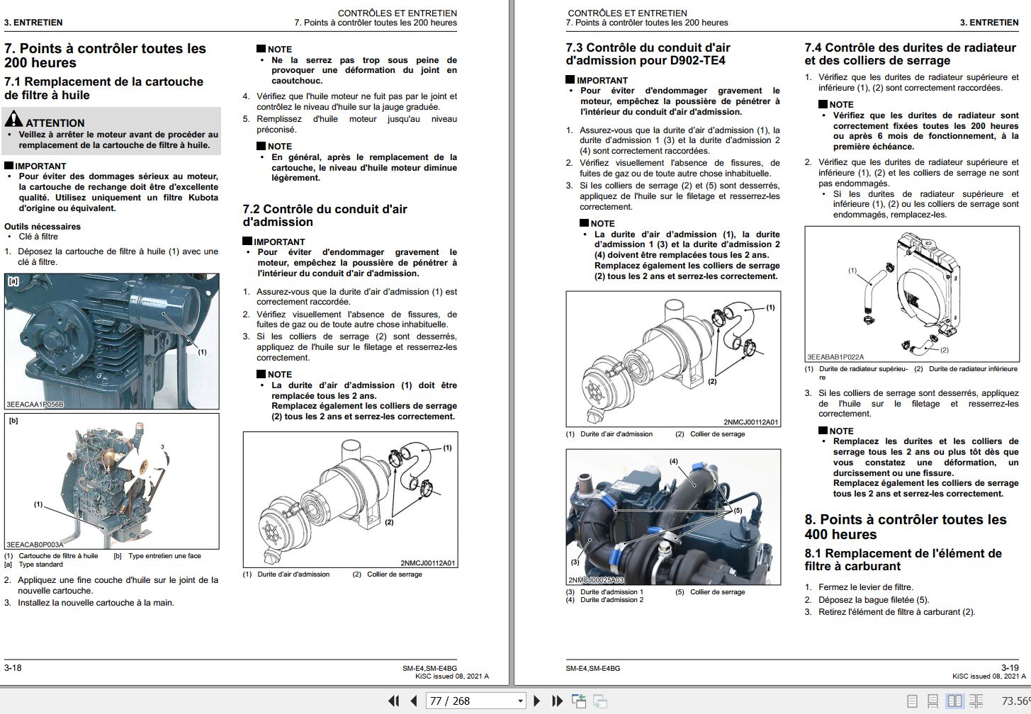 Kubota Engine Z482-E4 to D902-TE4 Workshop Manual FR