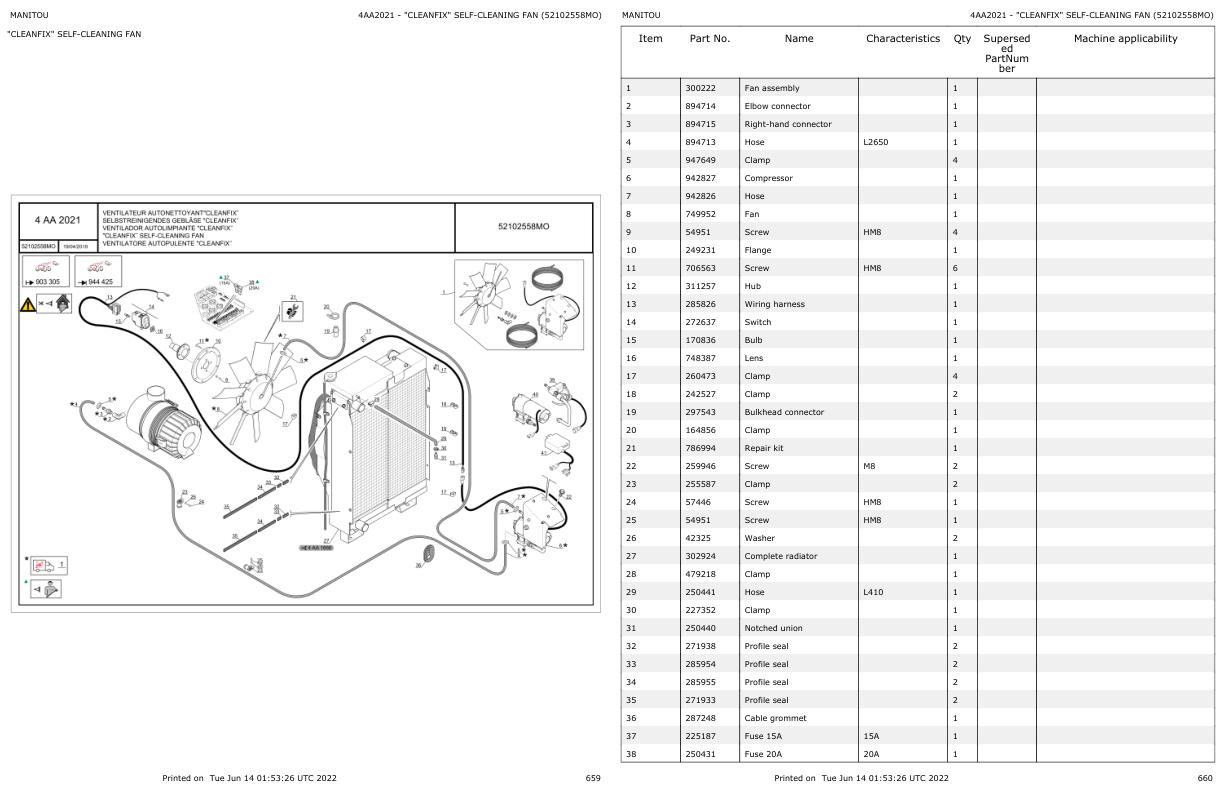 Manitou Telehandler MT 733 to MT 1033 EASY 75D ST5 S1 Parts Catalog 647776