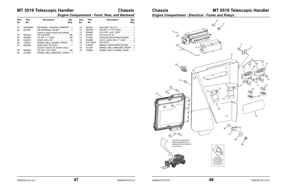 Manitou Telehandler MT5519 Parts Manual 50960057 Rev. C