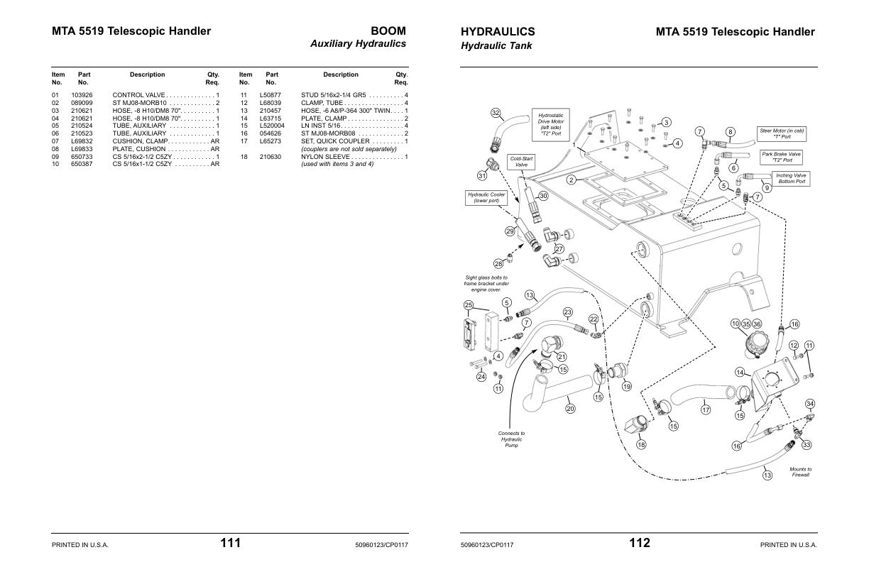 Manitou Telehandler MTA 5519 Parts Manual 50960123 Rev. C