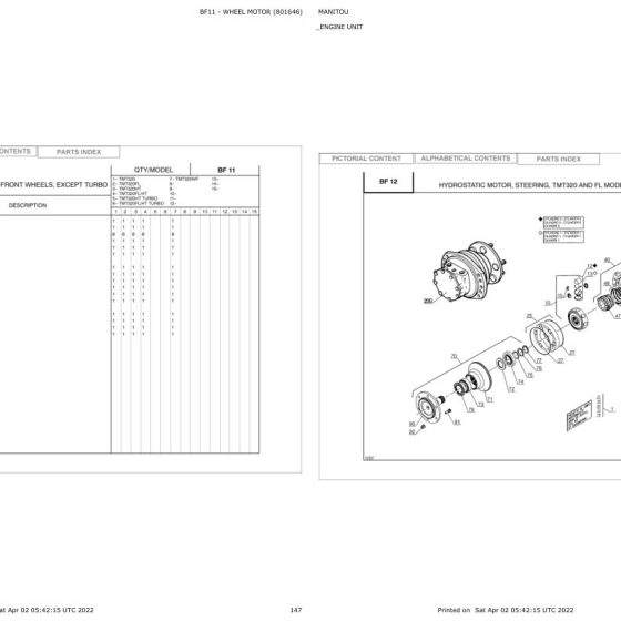Manitou Telehandler TMT 320 FL Parts Catalog 547043