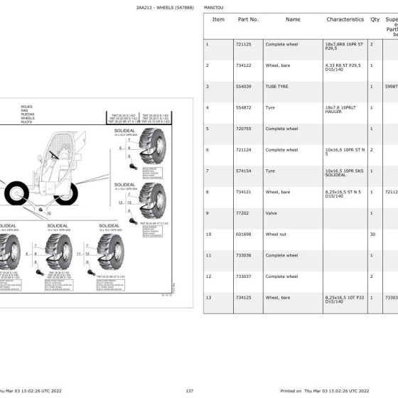 Manitou Telehandler TMT25IS1E3 Parts Catalog 647079