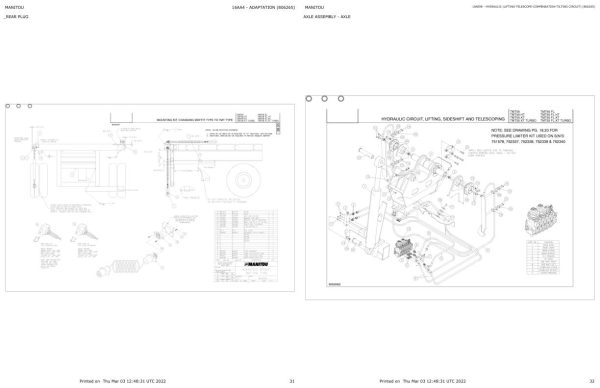 Manitou Telehandler TMT55XT TURBO Parts Catalog 806265
