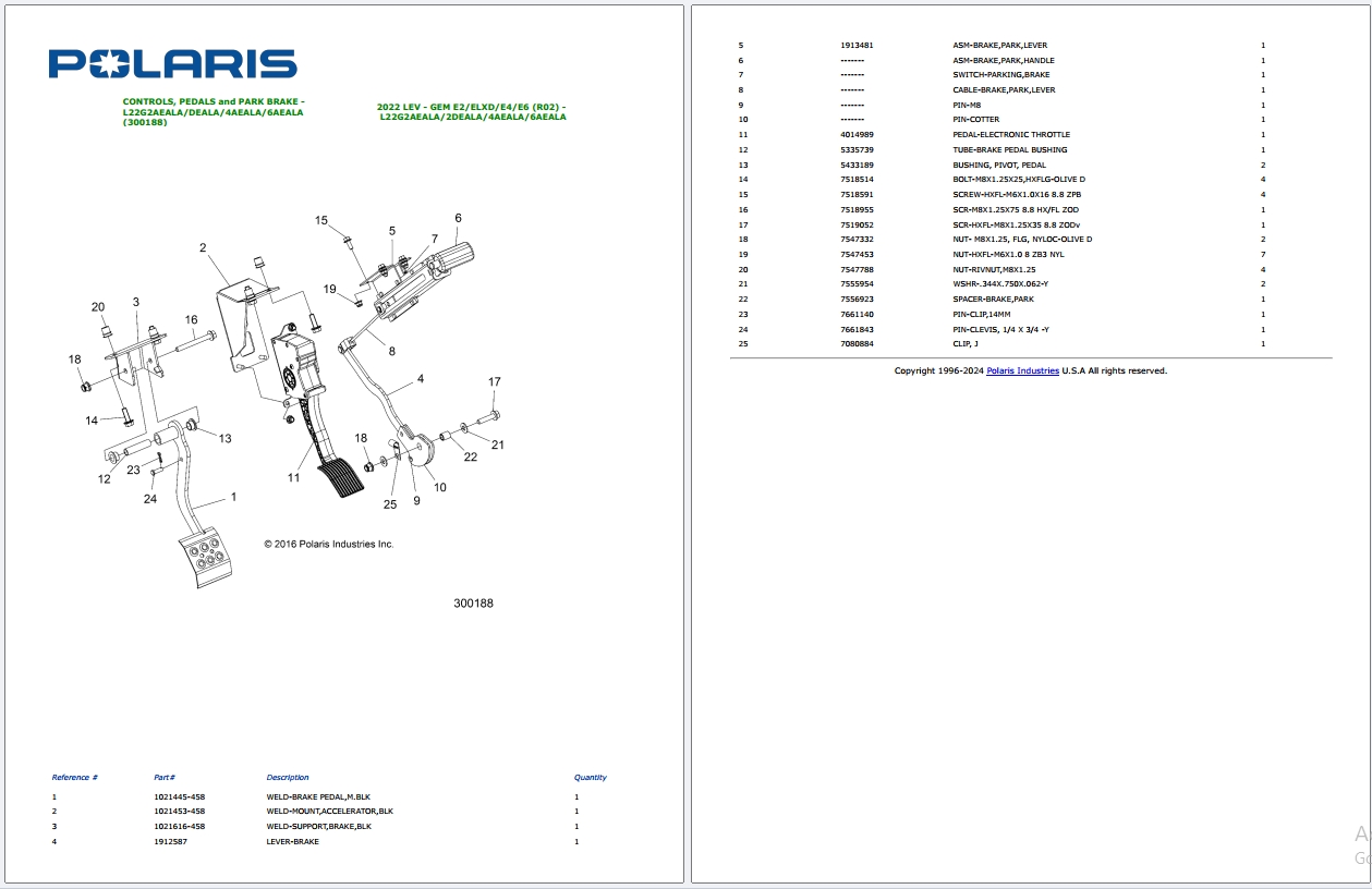 Polaris LEV Full Models Updated 2022 Part Manual PDF