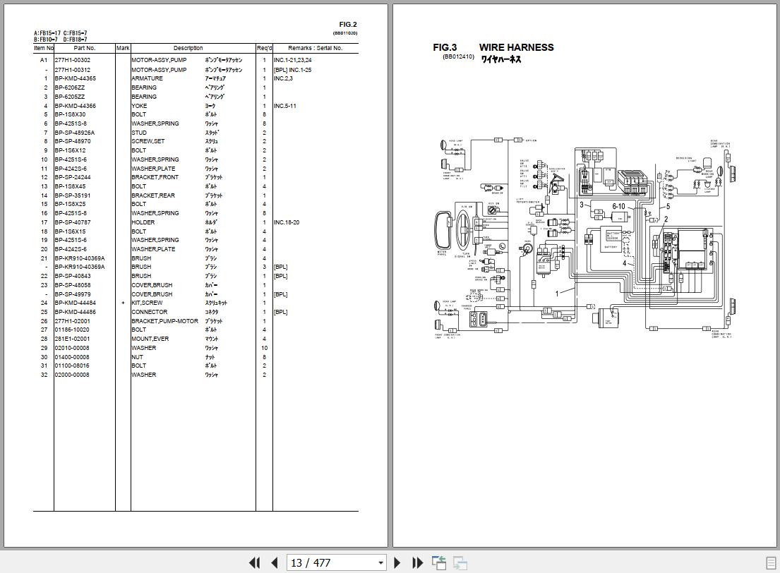 TCM Forklift FB10-7 FB15-7 FB18-7 FB15-17 Parts Catalog FB-B1BE