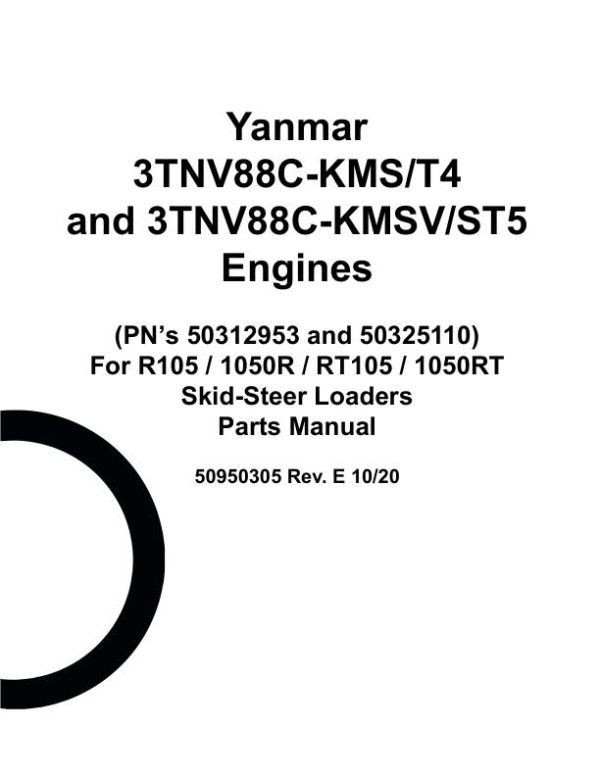 Yanmar Engine 3TNV88C-KMS-T4 3TNV88C-KMSVS-T5 Parts Manual 50950305E