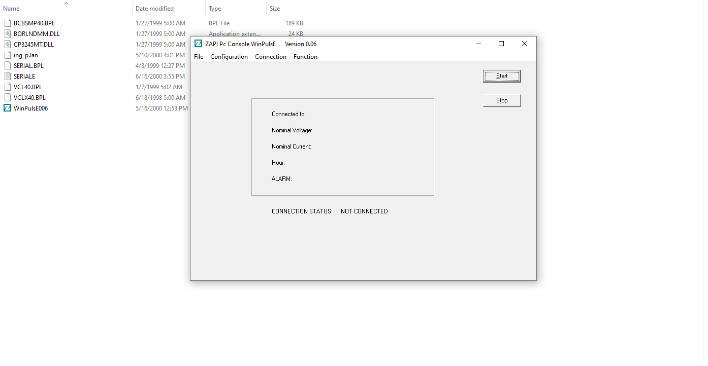 Zapi PC Console WinpulseE V0.06 Program