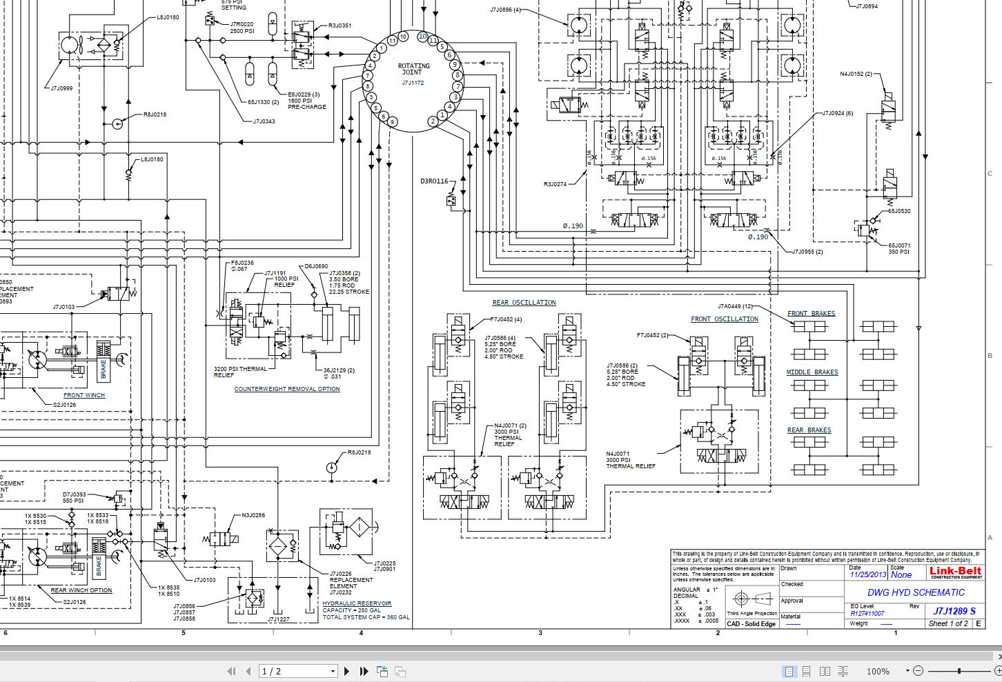 Link Belt Crane RTC-80100 II Hydraulic and Electrical Diagrams