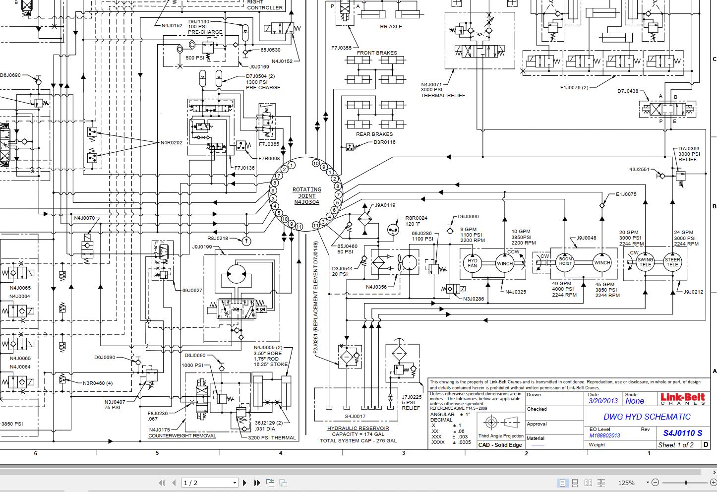 Link Belt Crane RTC-8080 II Electrical and Hydraulic Diagrams