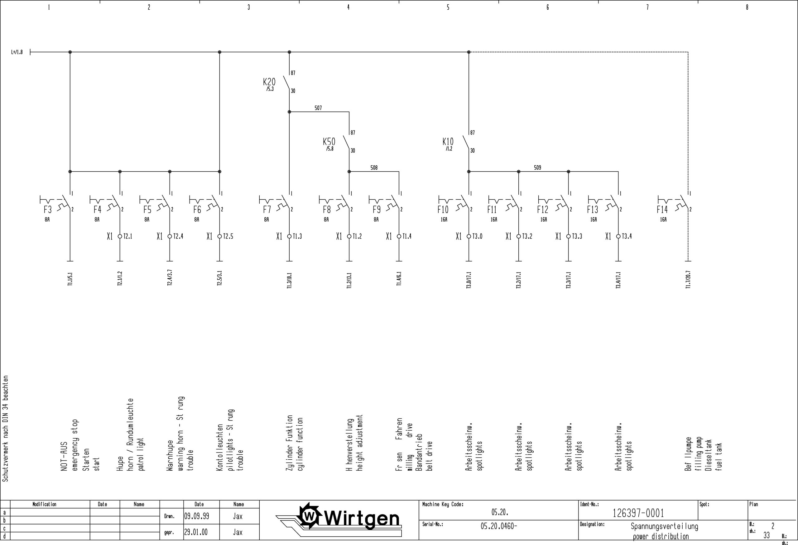 Wirtgen Cold Milling Machine 1300-2000 DC Circuit Diagram 126397_01