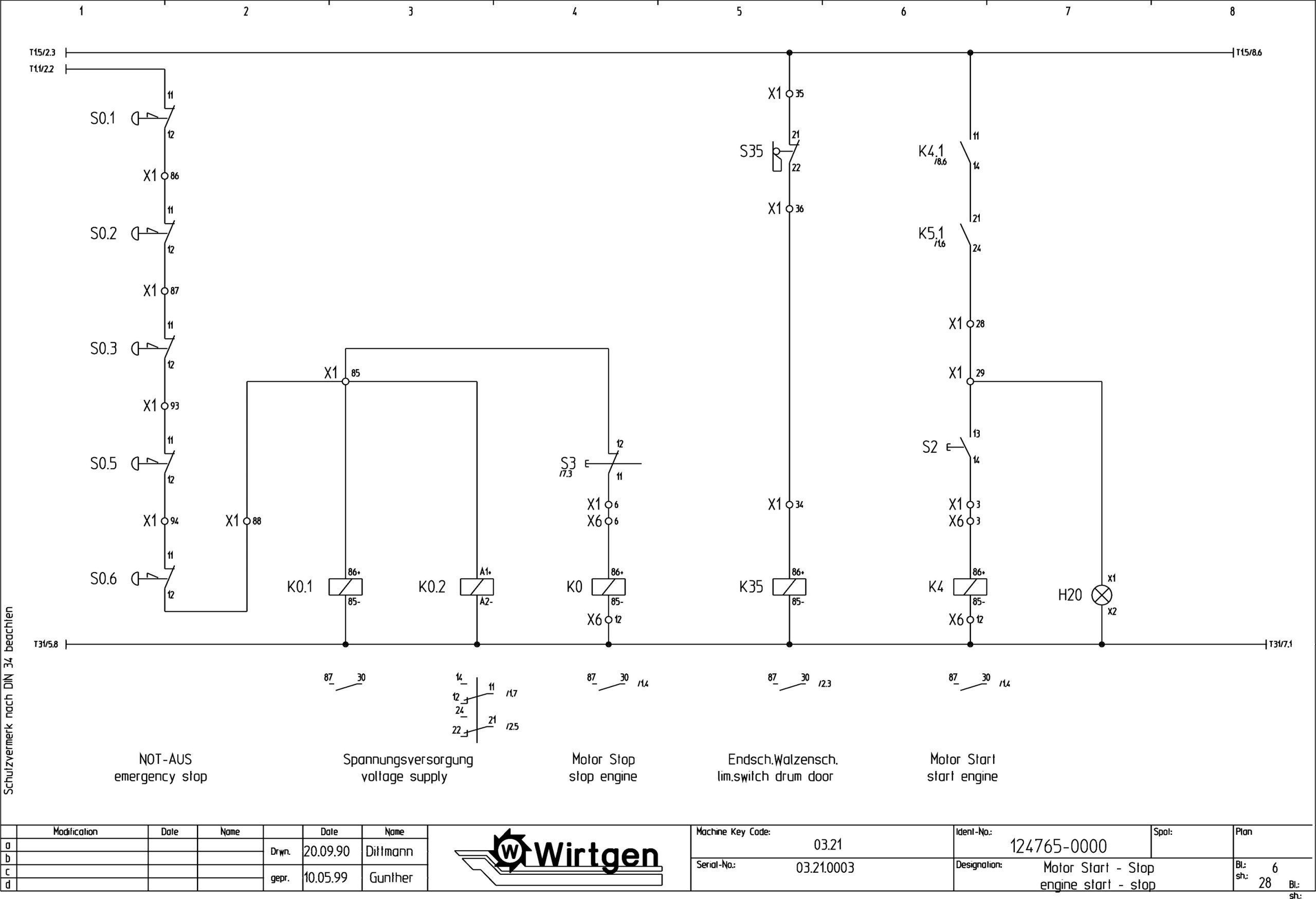 Wirtgen Cold Milling Machine 2100 DC-DCR Circuit Diagram 124765_00