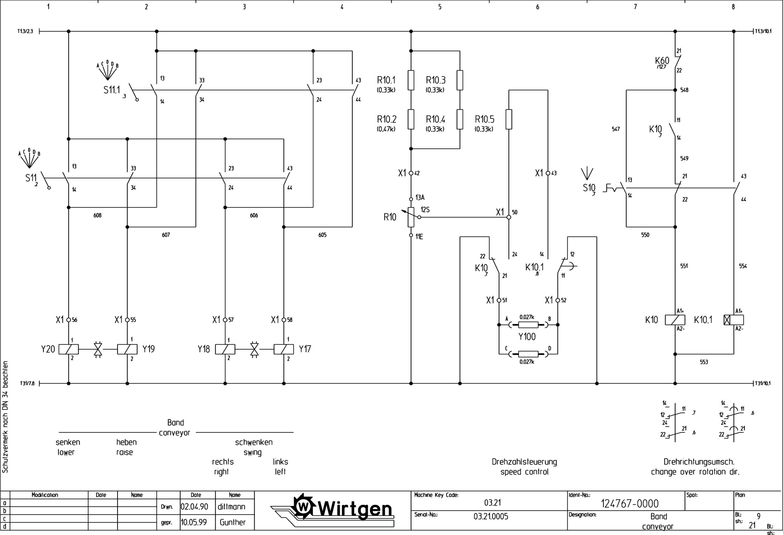 Wirtgen Cold Milling Machine 2100 DC-DCR Circuit Diagram 124767_00