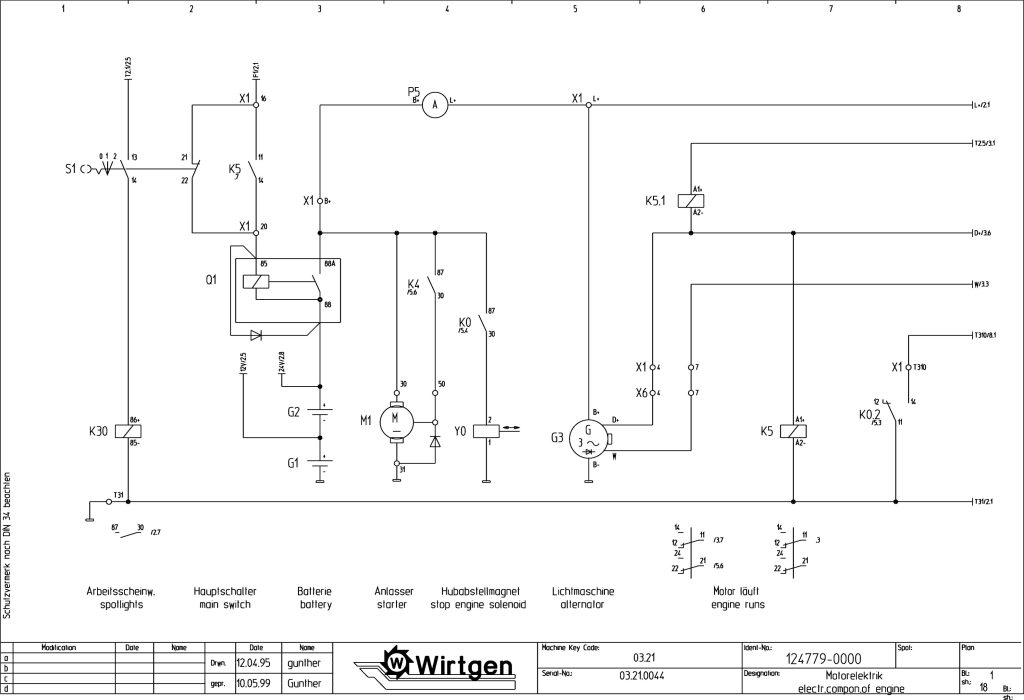 Wirtgen Cold Milling Machine 2100 DC-DCR Circuit Diagram 124779_00